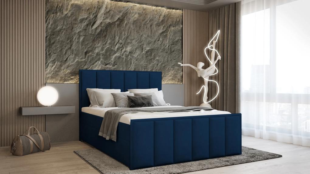 SFAB Kontinentální čalouněná postel VERONA (180x200 cm) Látka Velutto: Velutto 25 - Námořnická modř