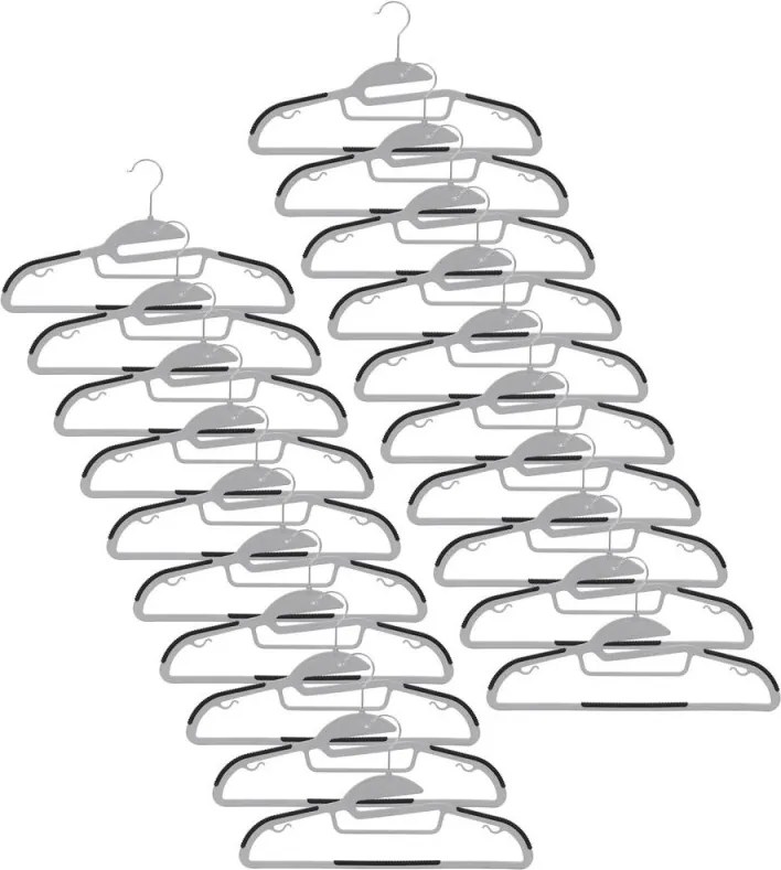 Plastová ramínka na oblečení 41 cm sada 20ks SPRINGOS HG0082 šedá