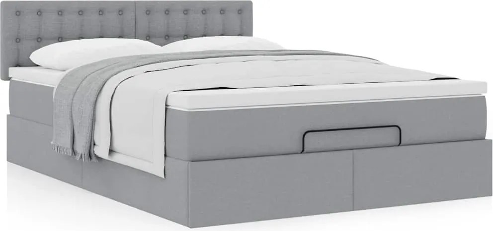 Osmanský postel s matrací světle šedá 140x190 cm textil 3311622