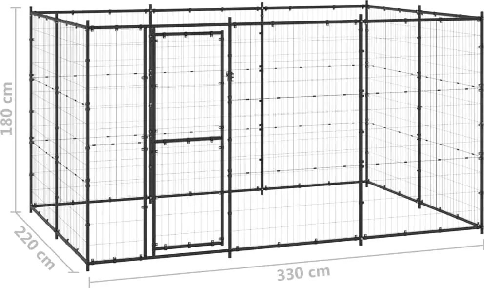 vidaXL Venkovní psí kotec pozinkovaná ocel 7,26 m² [3082298] Barva: Černá