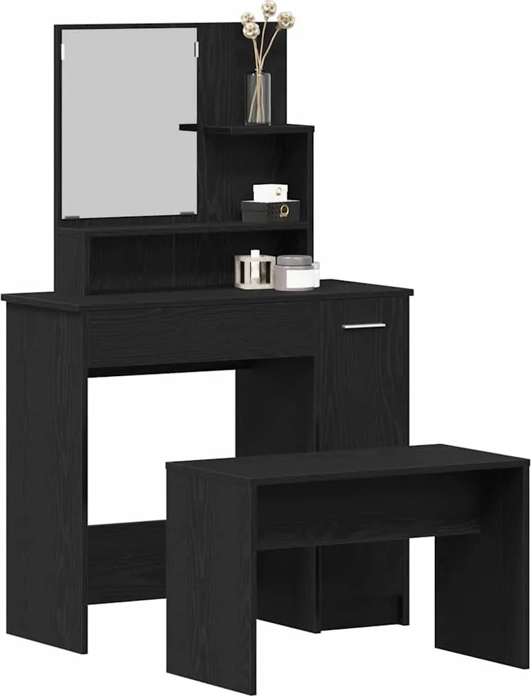 Sada toaletního stolu 2 ks Černý dub 86,5 x 35 x 136 cm 3333076