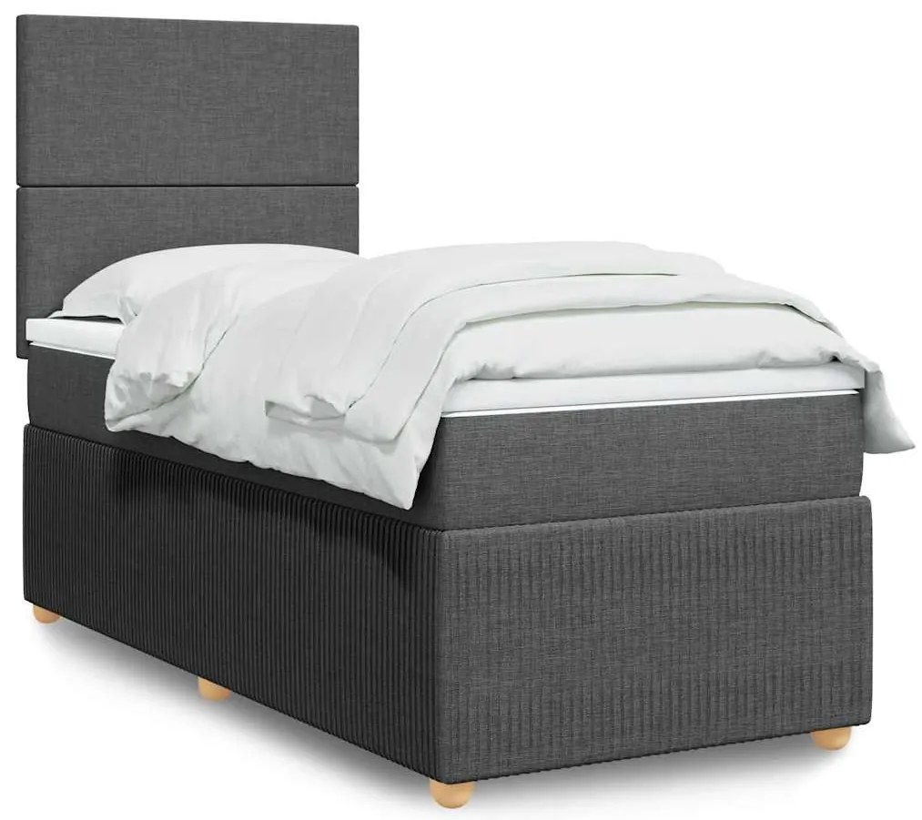 Box spring postel s matrací tmavě šedá 90x200 cm textil 3294233