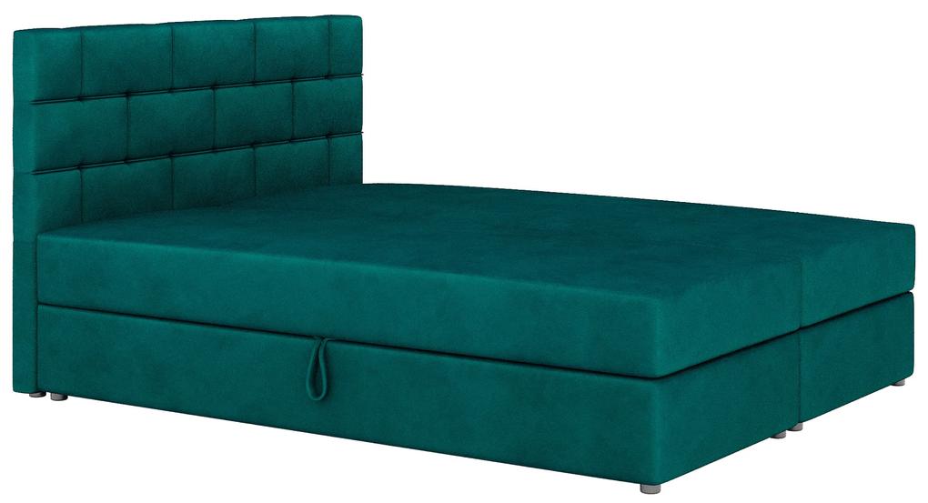 Kontinentální postel 140x200 cm Waller Comfort (tmavě zelená) (s roštem a matrací). 1056370