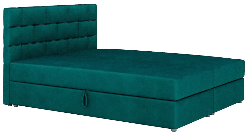 Kontinentální postel 160x200 cm Waller (tmavě zelená) (s roštem a matrací). 1007730