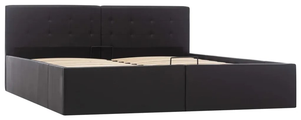 Rám postele zvedací úložný prostor černý umělá kůže 160x200 cm 285514