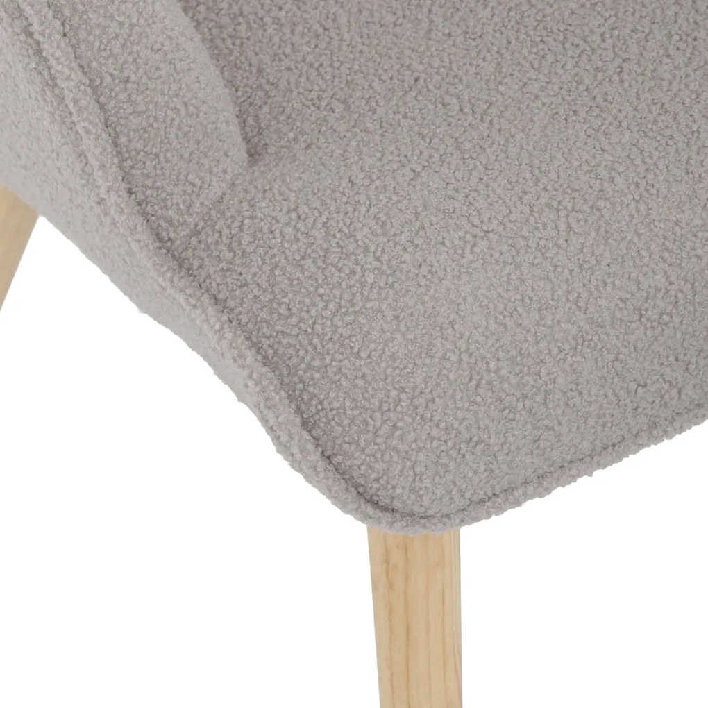 Relaxační křeslo ušák s podnožkou RENI - šedá látka bouclé