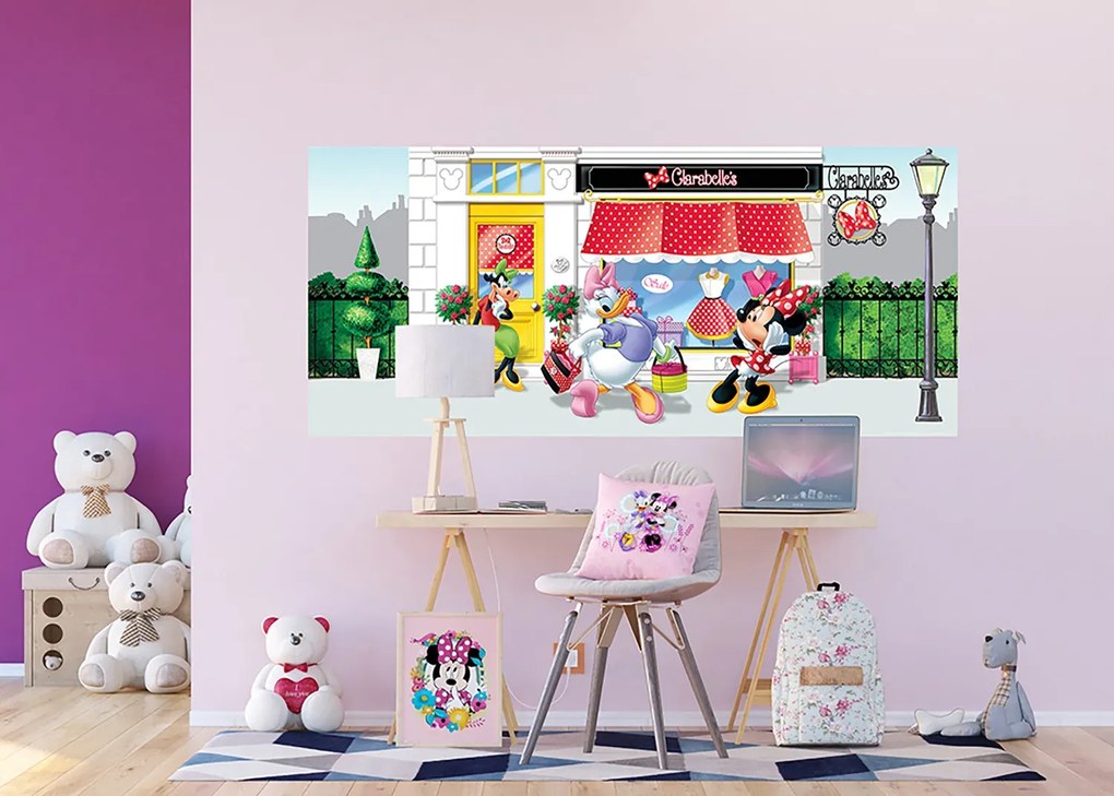 Dětská vliesová fototapeta na zed' Minnie a Daisy na nákupech, Disney | 202 x 90 cm | DFTDNH 5322