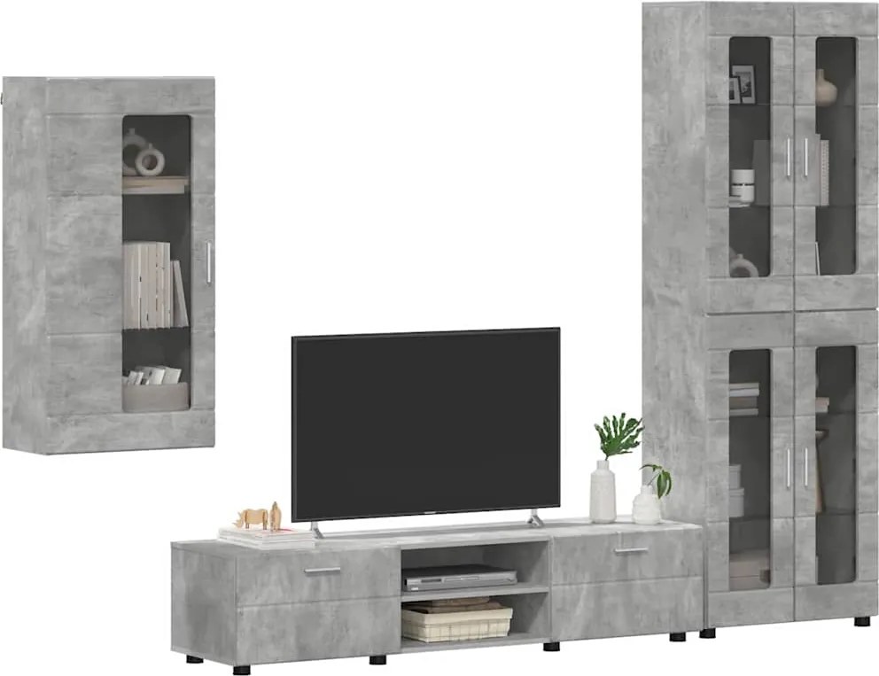 Sestava TV skříněk FLORIN 3 ks Betonově šedá Kompozitní dřevo 3397947