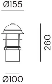 Il Fanale Garden, venkovní sloupkové svítidlo z mosazi a mědi, 1x57W E27, výška 26cm, IP44