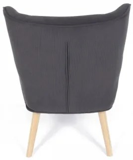 Křeslo ušák potah šedá manšestrová látka dřevěné nohy masiv AK-314 GREY2