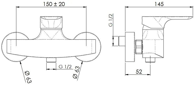 HOPA Nástěnná sprchová baterie  ARNO 3114 - černá matná BAREI3114