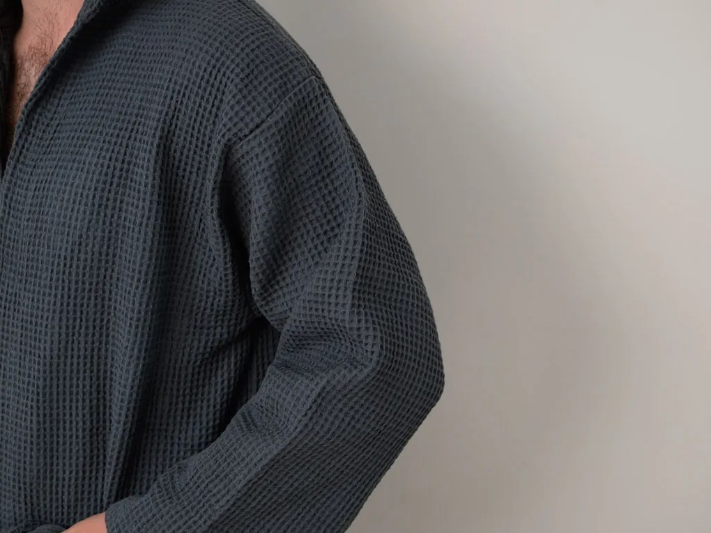 Vaflový župan s kapucí SPAFFLE, tmavě šedý Velikost: L/XL