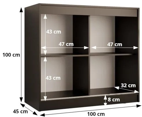 Komoda RAMIRO Abika 100/100/45 barevné provedení: bílý mat-černý mat