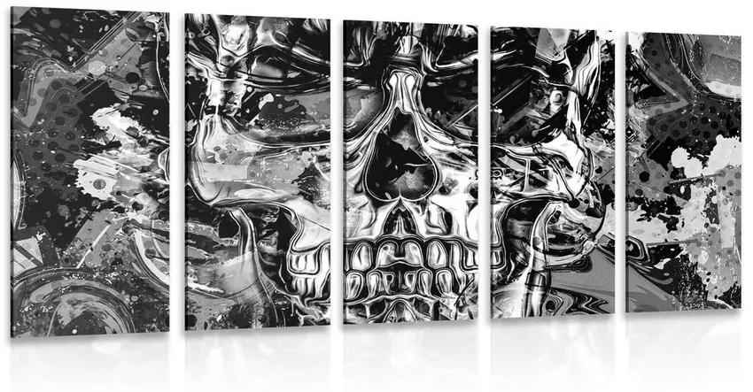 5-dílný obraz umělecká lebka v černobílém provedení Varianta: 100x50