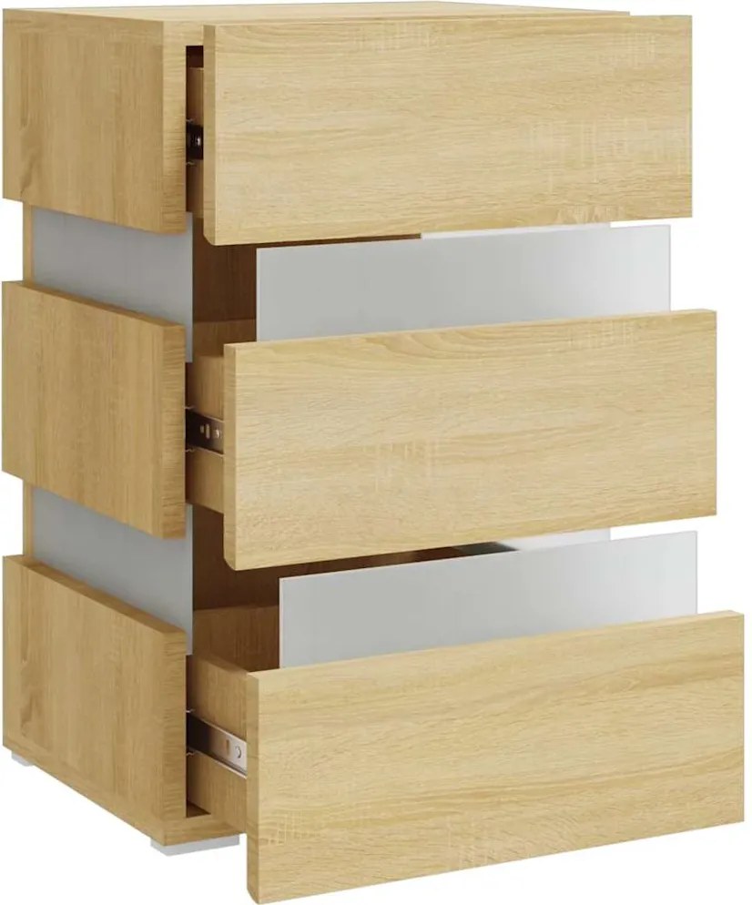 Noční stolek s LED dub sonoma 45 x 35 x 67 cm kompozitní dřevo 326843