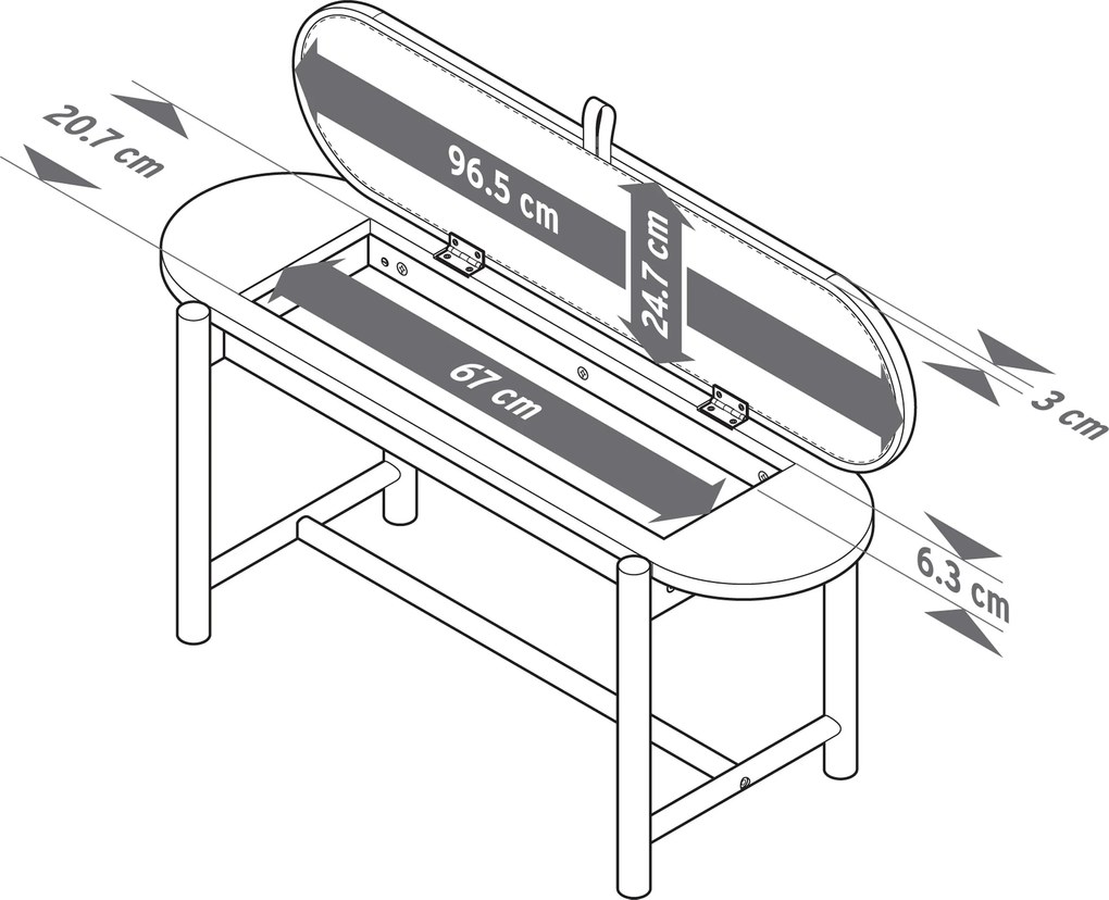 Tchibo - Lavice z masivního dřeva s polstrováním a úložným prostorem - barva: šedá