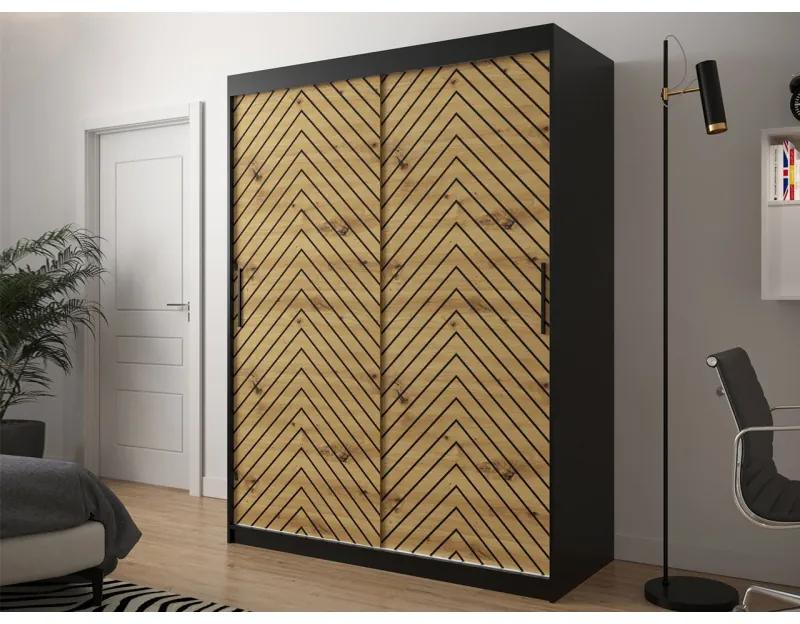 Šatní skříň Ratintu 1 150 cm, Úložný prostor: ne, Barva: dub artisan / dub artisan + černá