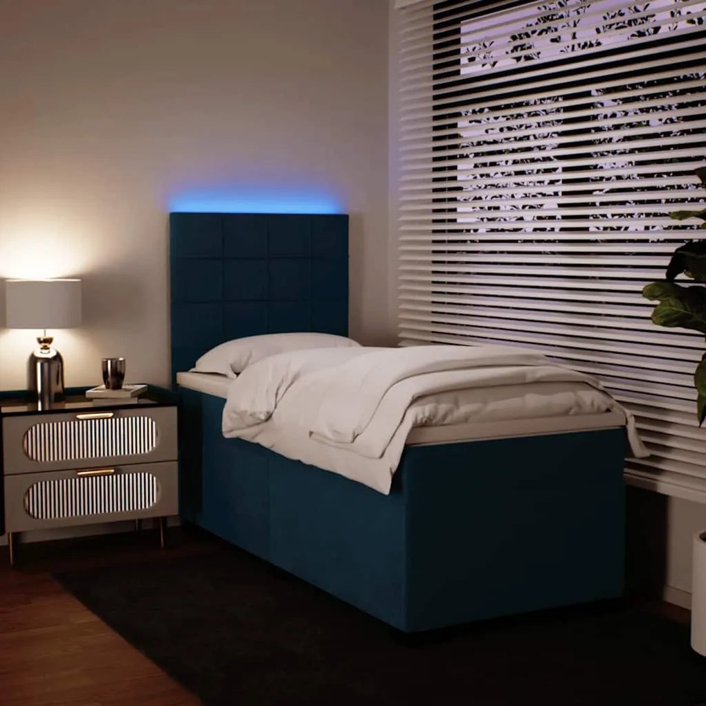 Box spring postel s matrací modrá 90 x 200 cm samet 3293114
