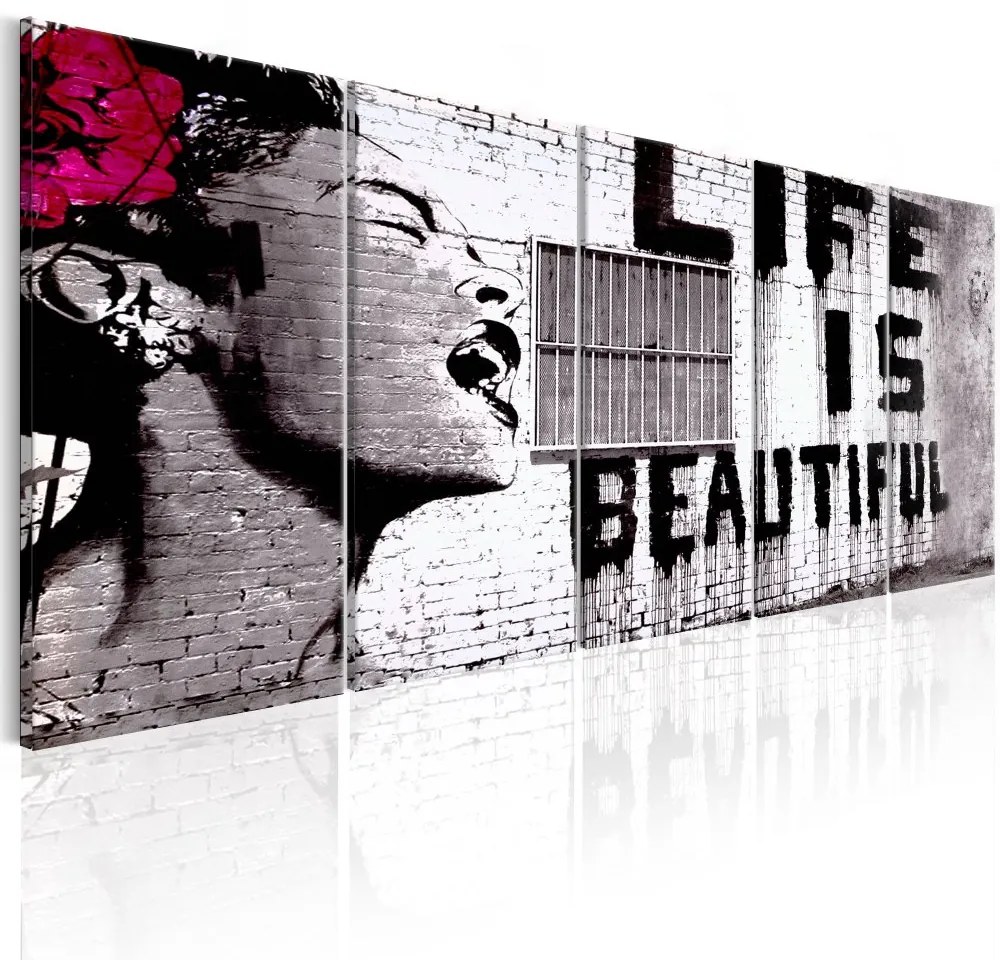 Obraz na plátně Bimago - Banksy: Life is Beautiful 225x90 cm