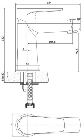 Cersanit S951-584 - Umyvadlová baterie MODUO 15,2 cm černá