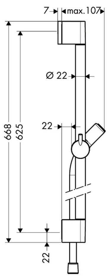 Hansgrohe Unica, sprchová tyč C 650 mm se sprchovou hadicí Isiflex 1600 mm, chromová, HAN-27611000