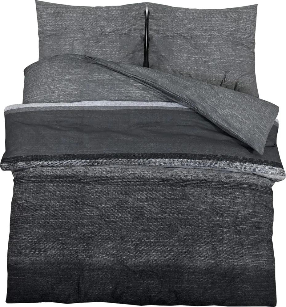 vidaXL Sada ložního prádla 200 x 200 cm bavlna [136481] Barva: Černé pruhy