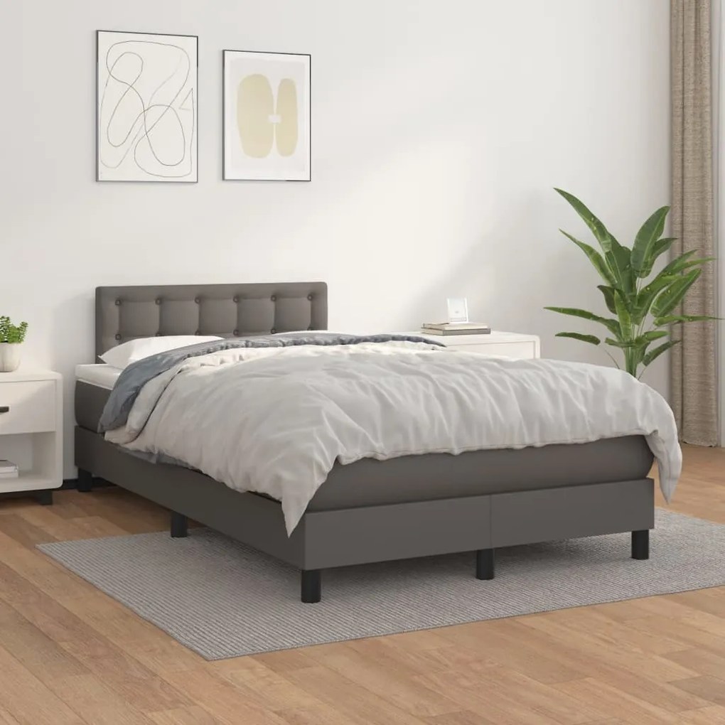 Box spring postel s matrací šedá 120x190 cm umělá kůže 3269823