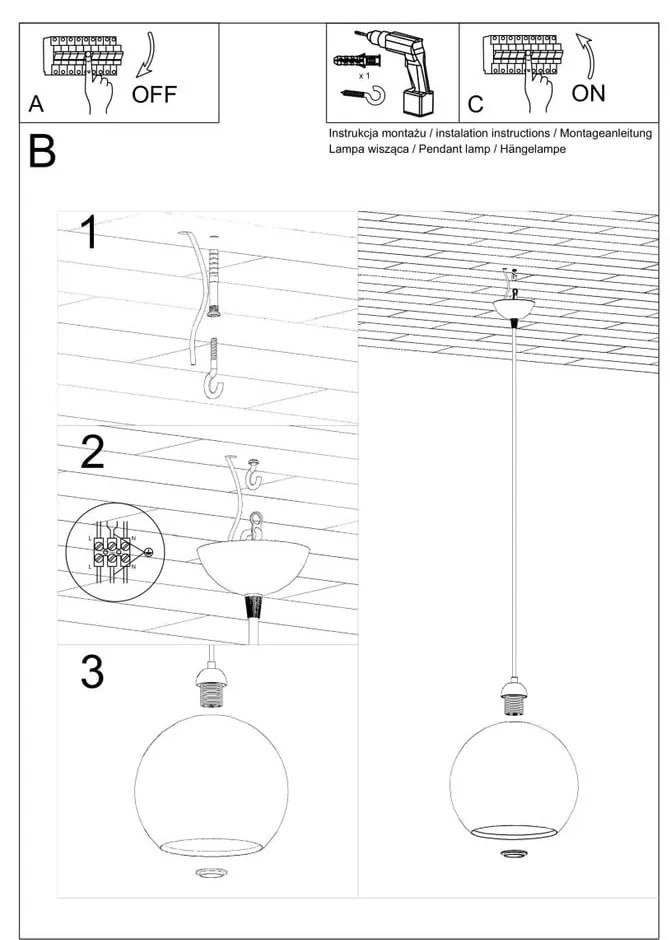 Zelené závěsné svítidlo se skleněným stínidlem ø 30 cm Bilbao – Sollux