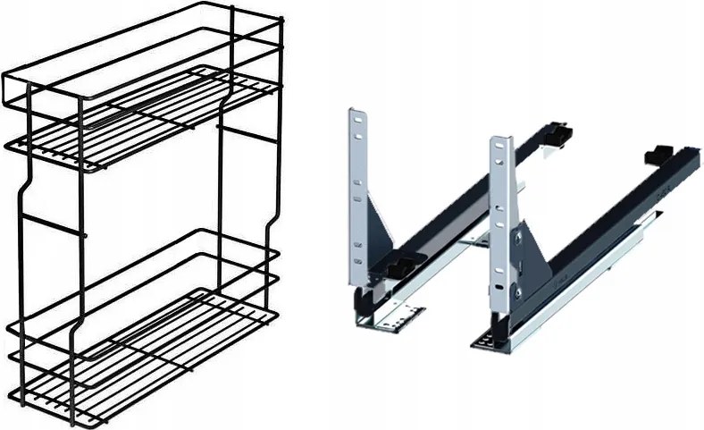 Koš do spodní skříňky Cargo 20 cm 200 Grafit 2p s tlumením dovírání Rejs s plným výsuvem