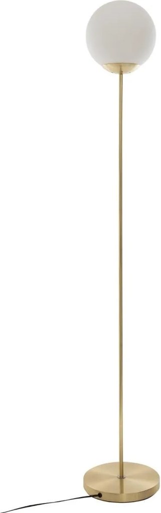 Stojací lampa s kulatým stínítkem, kov, zlato, 134 cm