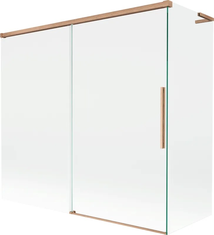 Mexen Rox, L posuvná 2-křídlová vanová zástěna 170 + 75 x 150 cm, 8mm čiré sklo, měděný matný profil, 8C9L-170-075-65-00
