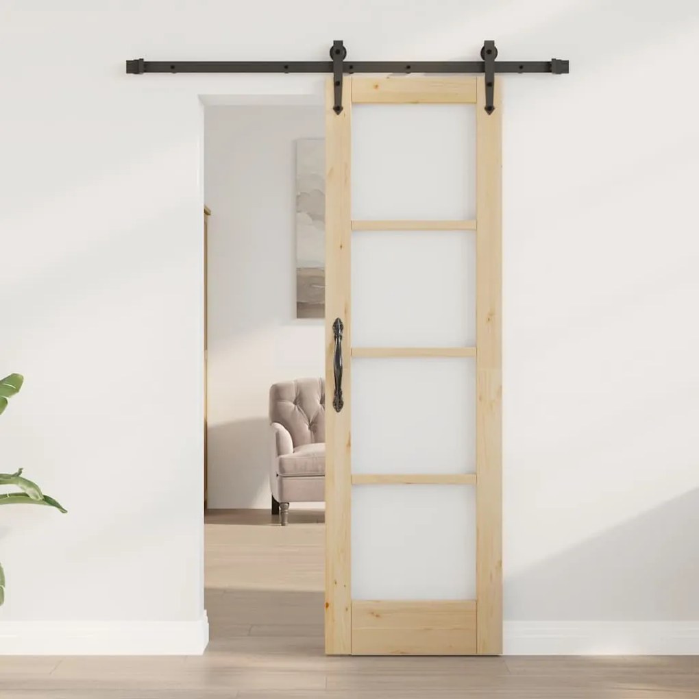 Posuvné dveře ORKDAL 61 x 198,5 cm Masivní borové dřevo a sklo 3332433