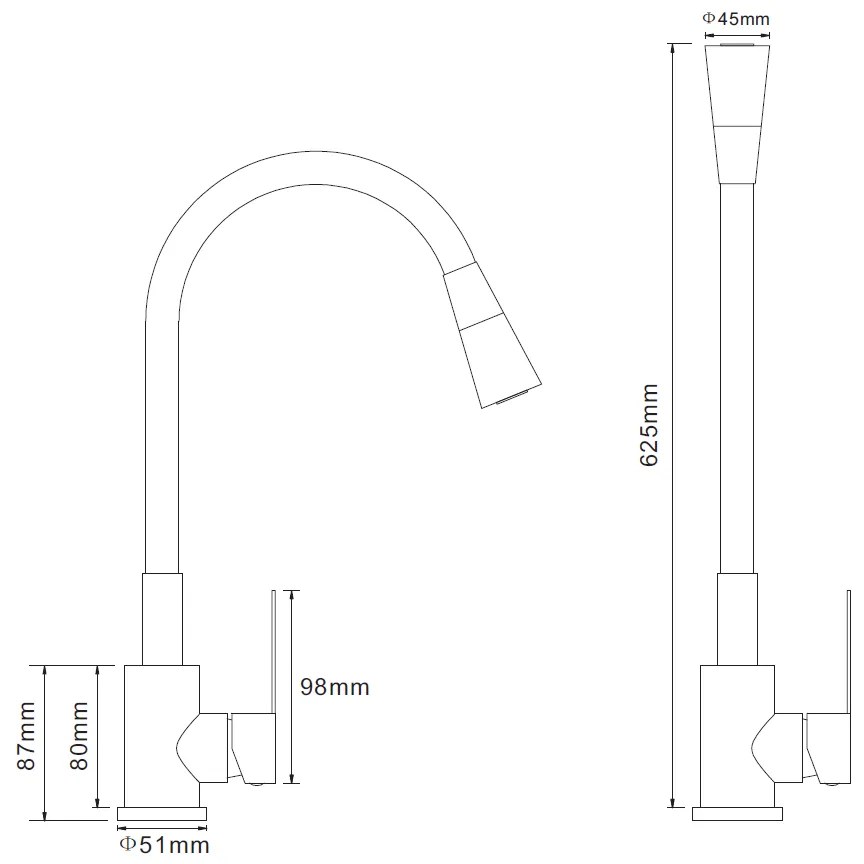 Gamma Flex 3000, stojánková dřezová baterie s flexibilním ramenem, bílá-zlatá matná, GMA-BFX-3000WHGD