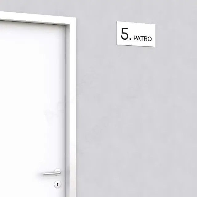 ACCEPT Označení podlaží "5. PATRO" - stříbrná tabulka - černý popis