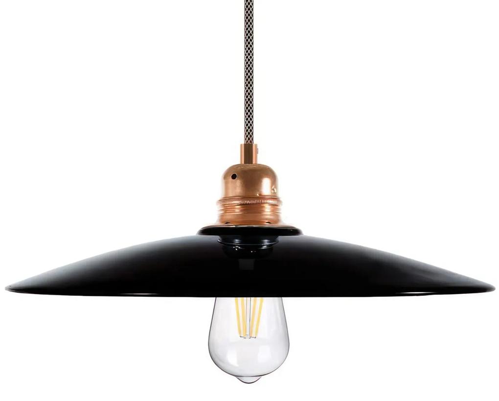 creative cables Závěsná lampa s textilním kabelem, keramickým stínidlem a kovovými detaily Barva: Černá-měď