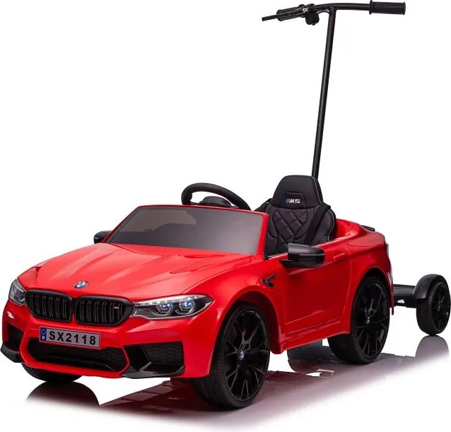 LEAN CARS Elektrické autíčko BMW M5 s rodičovskou platformou červené lakované