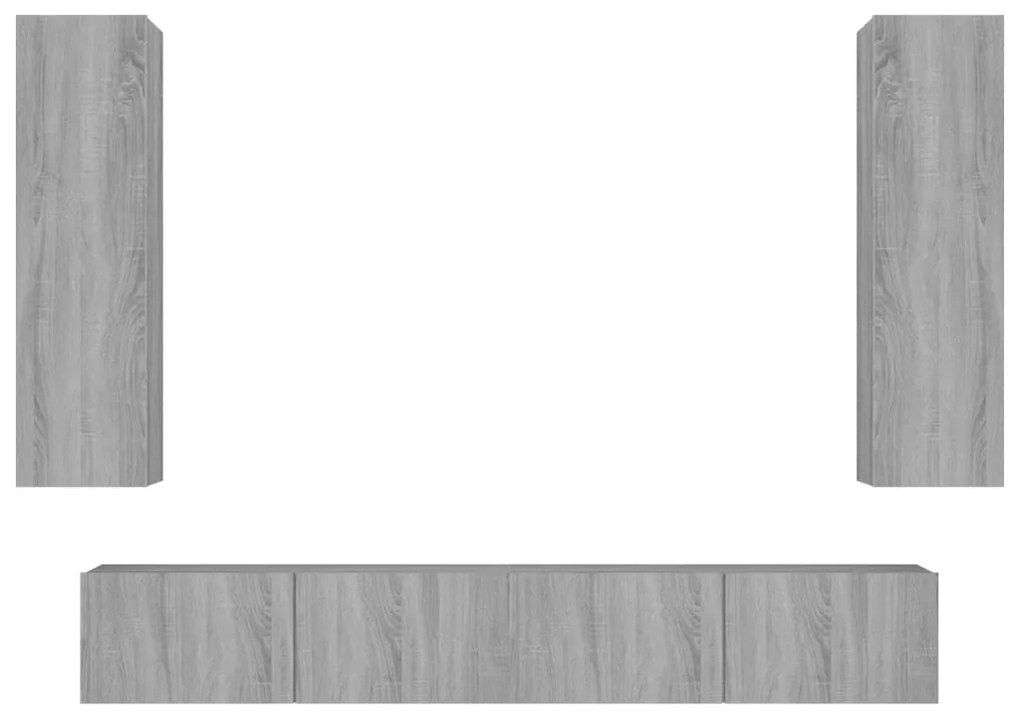 4dílný set TV skříněk šedý sonoma kompozitní dřevo - Default Title