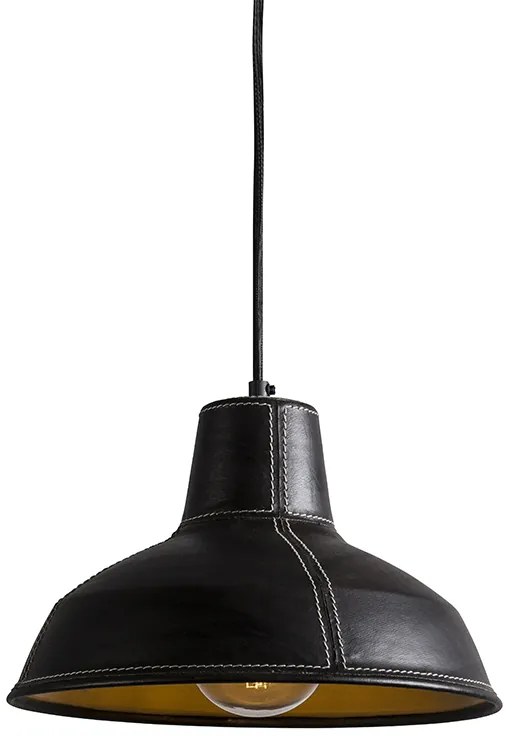 Závěsná lampa Warren černá kůže