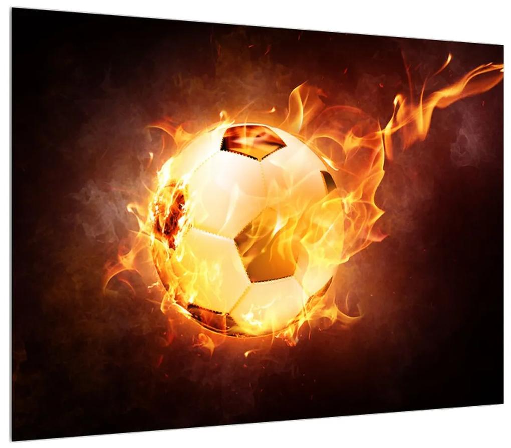 Obraz fotbalového míče v ohni (70x50 cm)