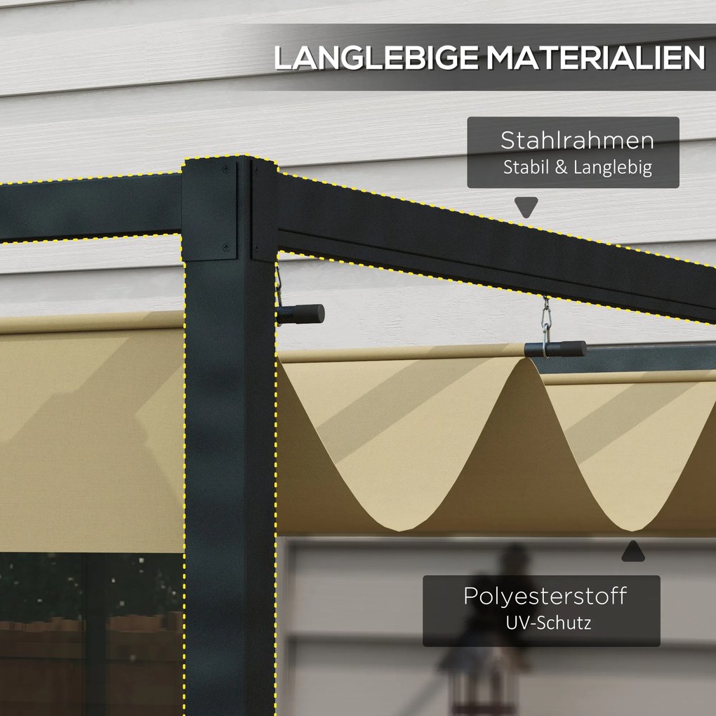 Outsunny pergola 4x3m zahradní pavilon, ocelová střecha na terasu, zahradní pavilon s nastavitelnou střechou, volně stojící, ochrana před sluncem na …