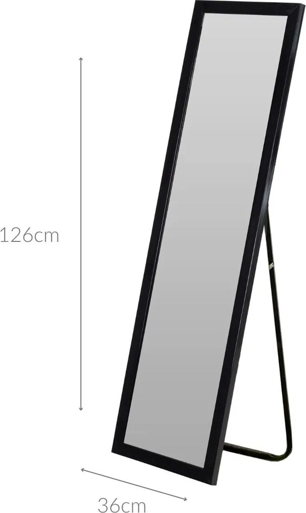 Stojací zrcadlo obdélníkové 126 cm, černé