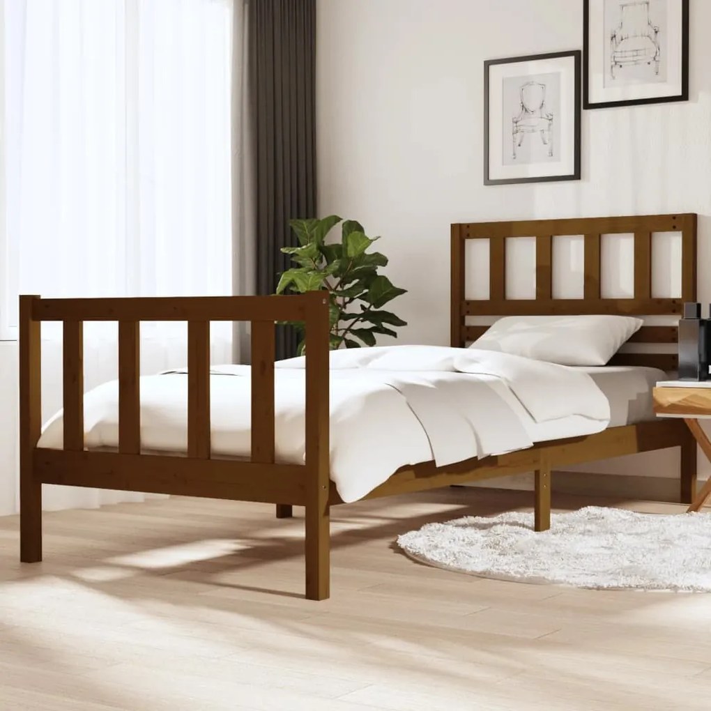 3101141 vidaXL Rám postele medově hnědý masivní dřevo 90 x 200 cm