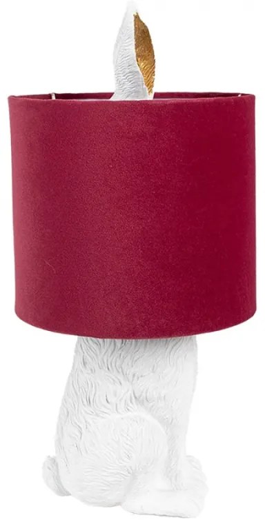 Bílá stolní lampa králík s červeným stínidlem Konijn – 20x43 cm