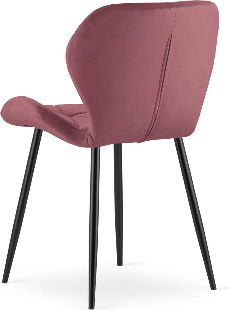 Jídelní židle MANGO VELVET s černými nohami, tmavě růžová