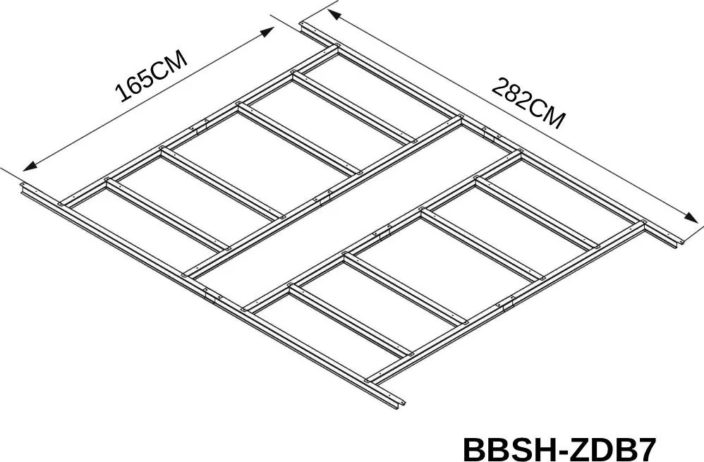 Základna BBSH-ZDB7 pro zahradní domek BestBerg ZDB-7 / 165 x 282 cm / ocel / stříbrná