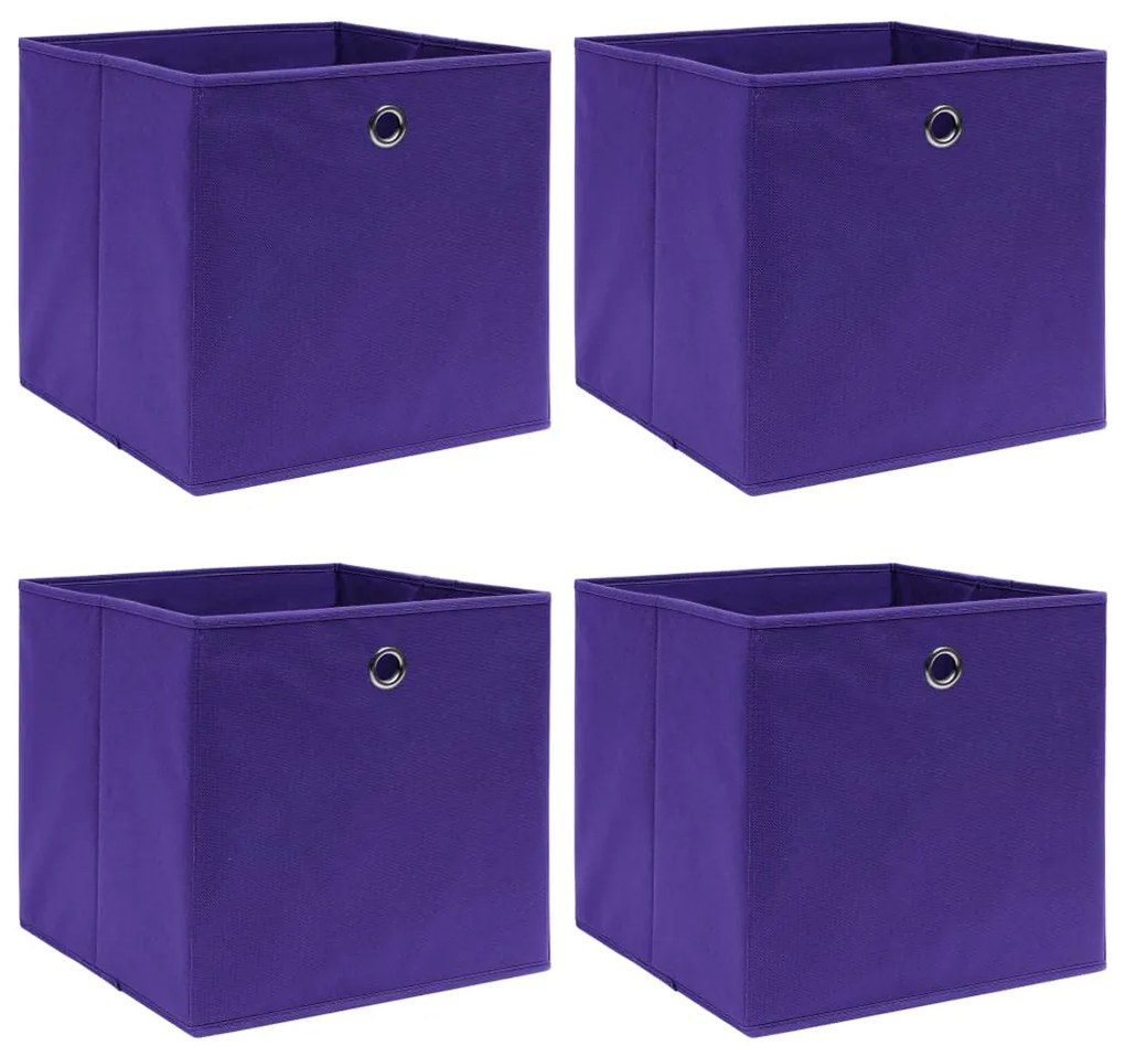 Úložné boxy 4 ks fialové 32 x 32 x 32 cm textil 288353