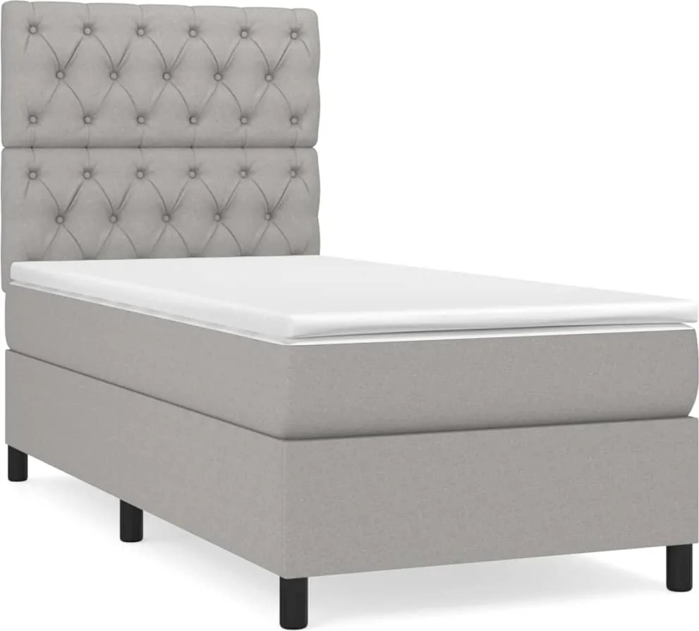 Box spring postel s matrací světle šedá 80 x 200 cm textil 3141969