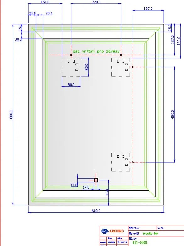 Starlight LED zrcadlo na chodbu do předsíně nástěnné do koupelny 411-880