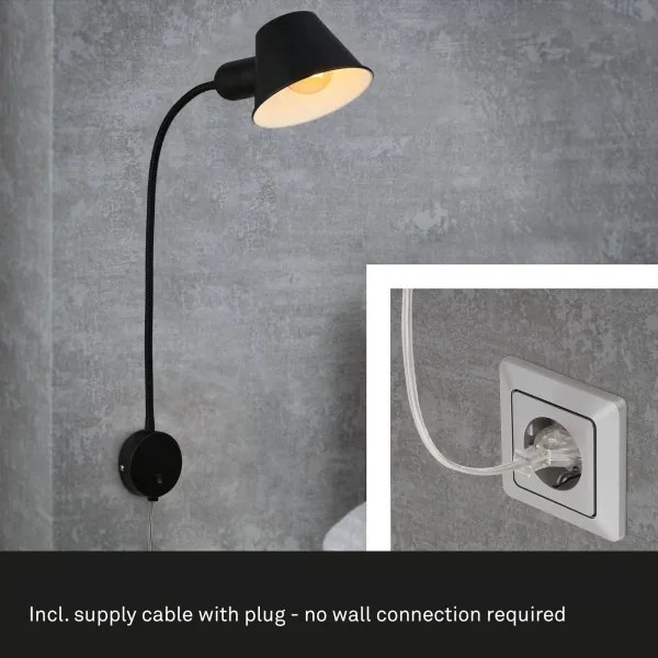 Briloner 2089-015 - Flexibilní nástěnná lampa BRELLO 1xE27/10W/230V černá