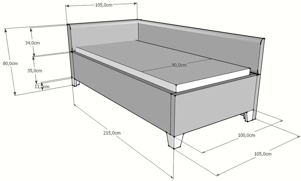 MRAVA, s.r.o. Rohová čalouněná postel LYRA